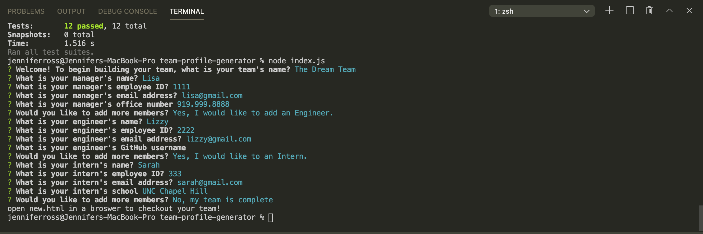 team-profile-generator | Command-line application that takes in ...
