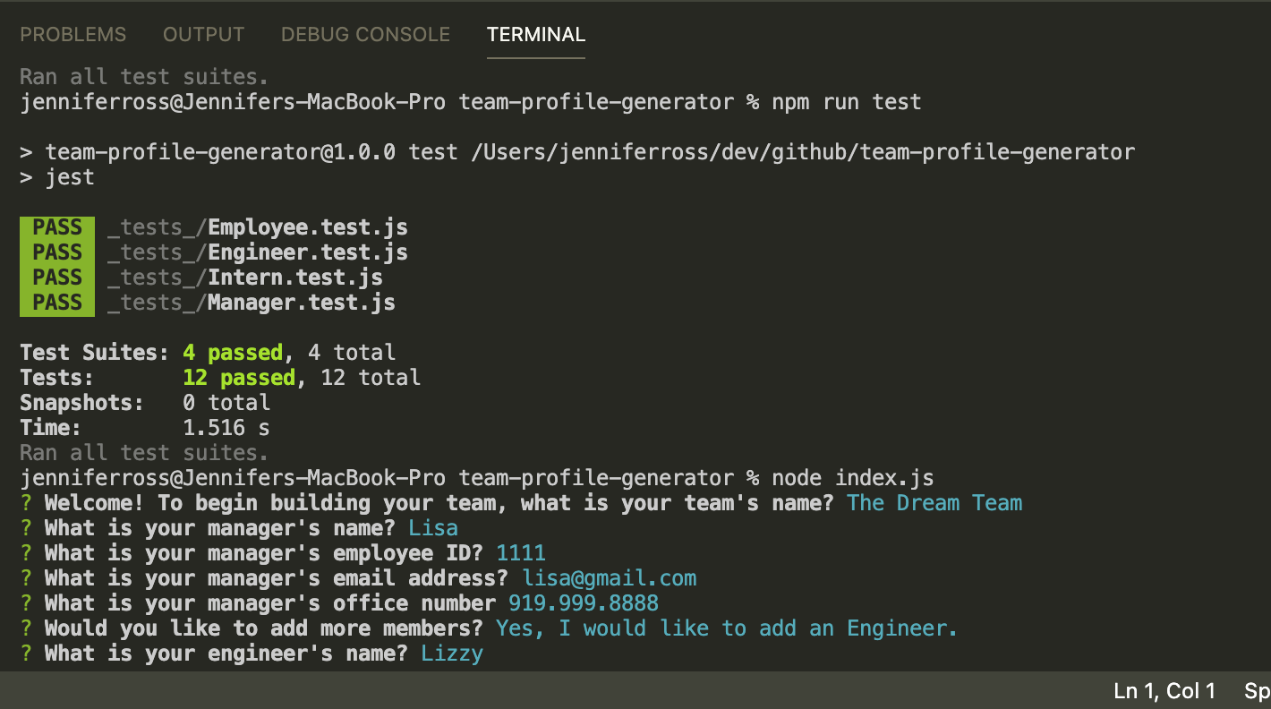 team-profile-generator | Command-line application that takes in ...